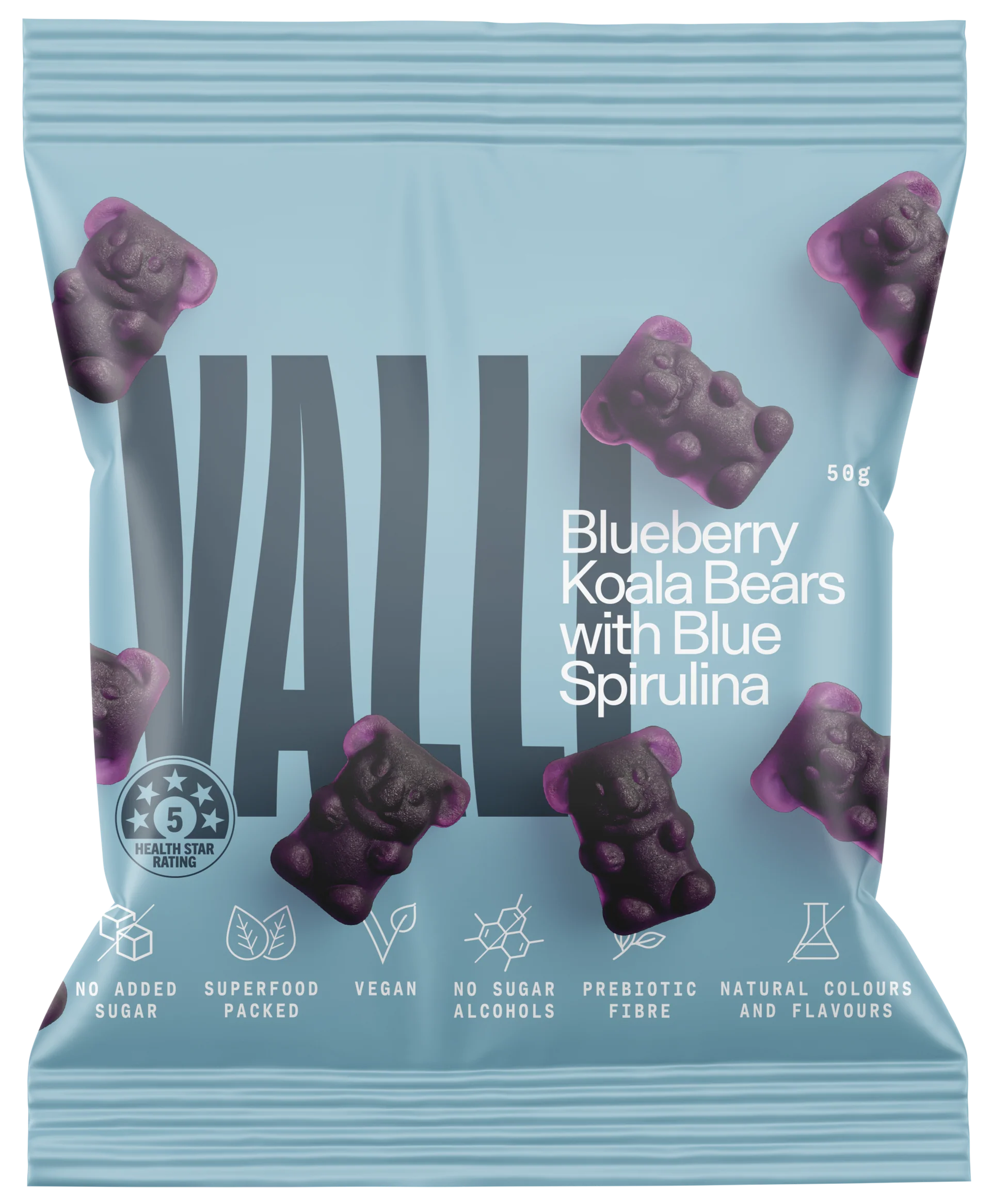 Valli Snacks Blueberry Koala Bears with Blue Spirulina | 50g – iPantry